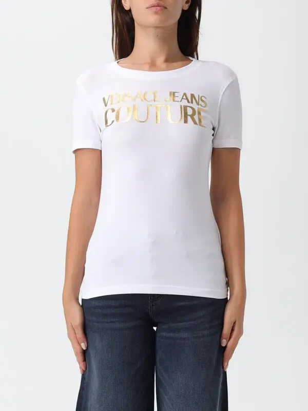 Versace T-shirt With Gold Logo - White