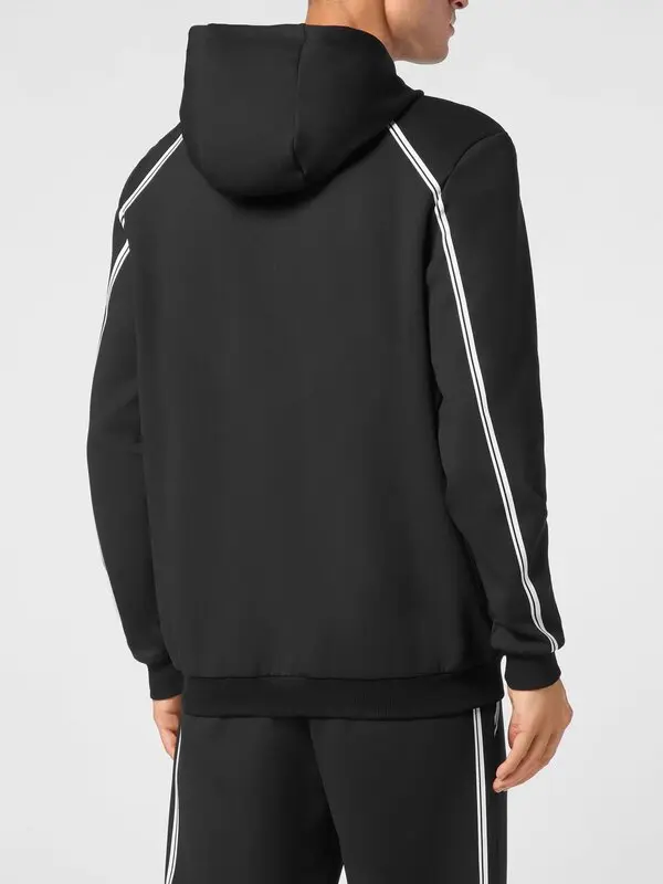 PLEIN SPORT Technical Jersey Zip-up Hooded Sweatshirt - Black