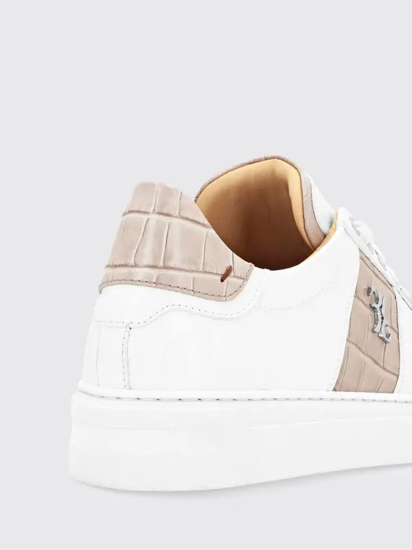 BILLIONAIRE Croc-effect Leather Low-top Sneakers With Metallic Logo