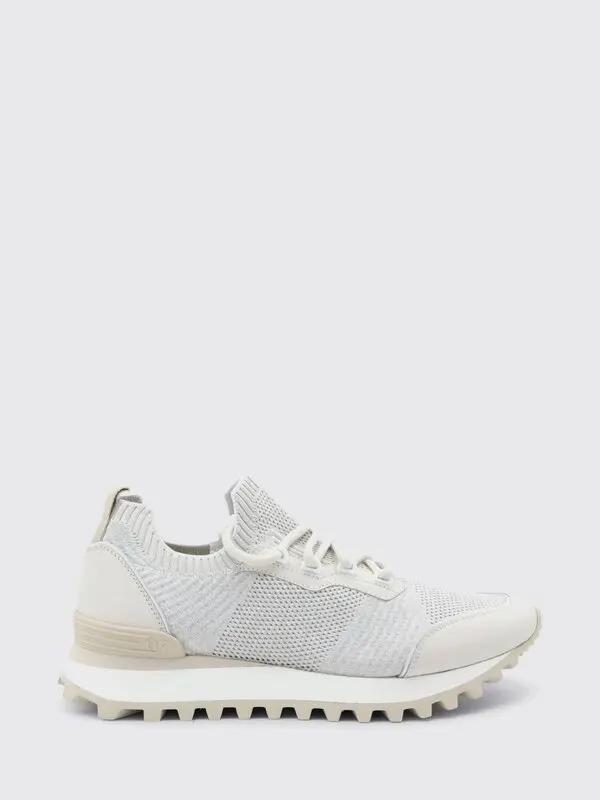 Eleventy Crochet Technical Fabric And Leather Sneakers - Sand