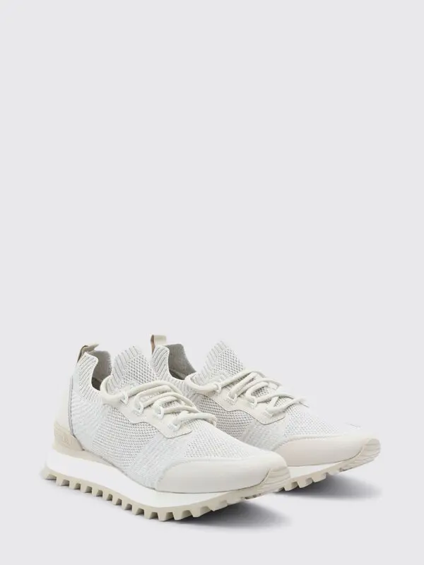 Eleventy Crochet Technical Fabric And Leather Sneakers