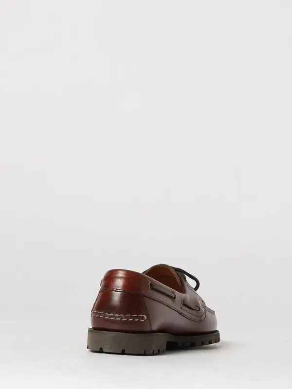 Paraboot Smooth Leather Boat Shoes With Perimeter Lacing And Serrated Sole