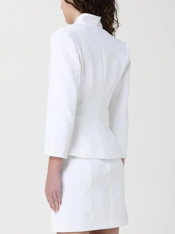 Elisabetta Franchi Belted Blazer With Logo - Ivory