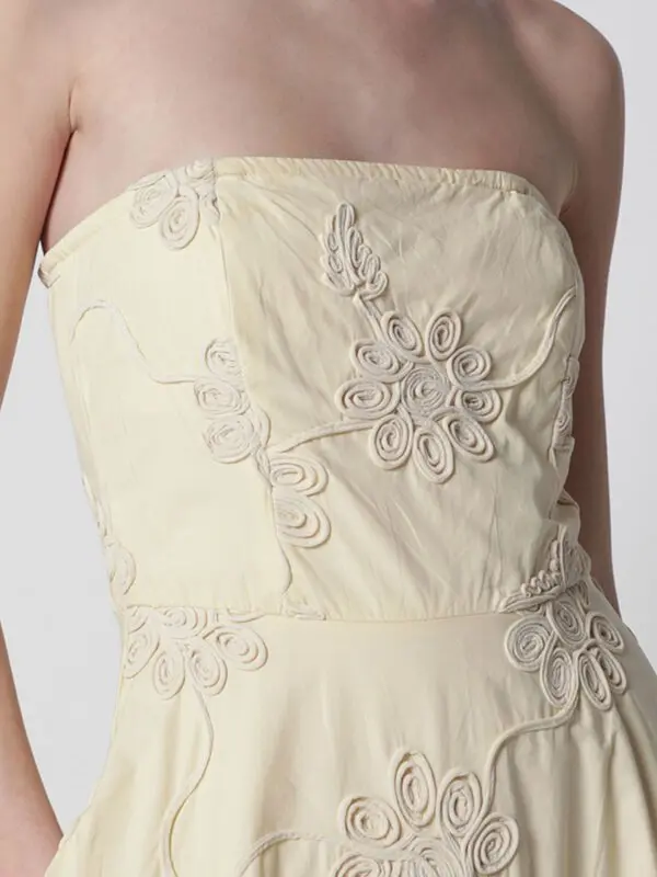 ROTATE BY BIRGER CHRISTENSEN Embroidered Crêpe Midi Dress - Yellow