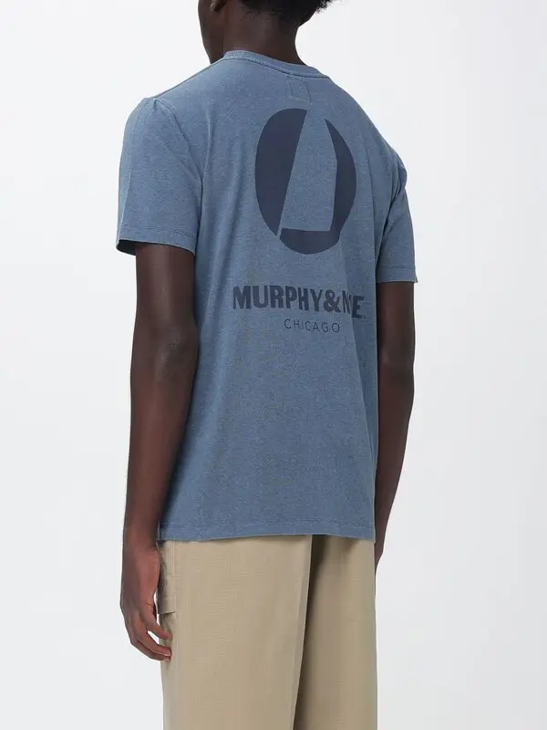 MURPHY&NYE Crew-neck Cotton T-shirt With Contrast Back Logo - Blue