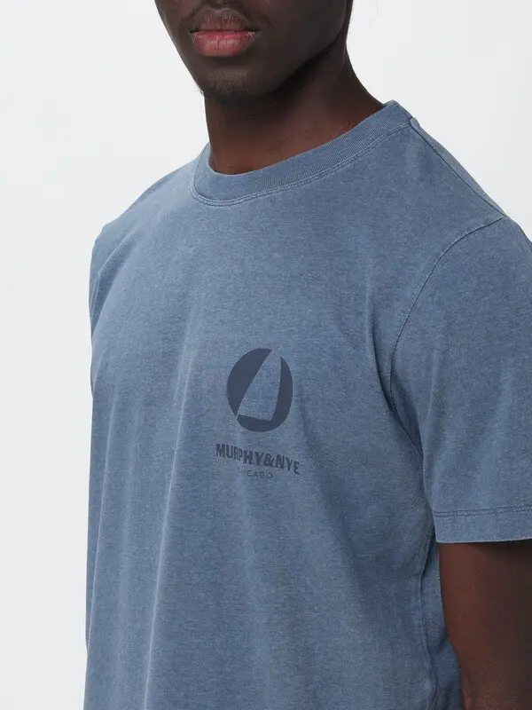 MURPHY&NYE Crew-neck Cotton T-shirt With Contrast Back Logo - Blue
