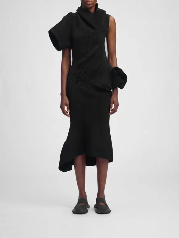 Issey Miyake Asymmetrical One-shoulder Long Jersey Dress