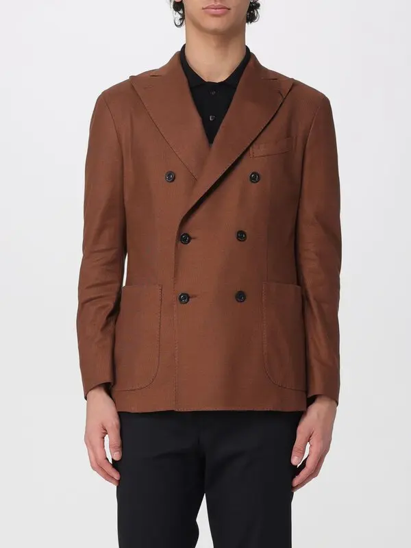 Boglioli Cotton Blend Double-breasted Blazer - Brown
