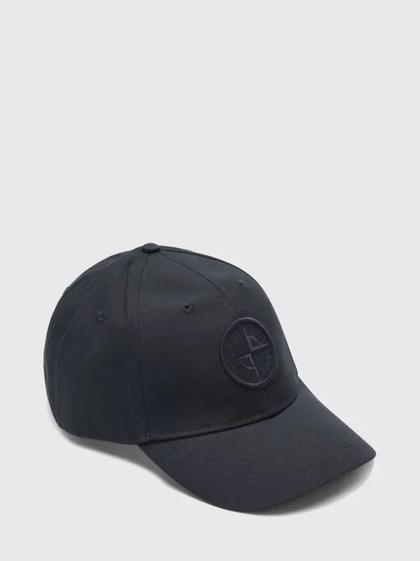 Stone Island Cotton Baseball Cap With Embroidered Compass Logo - Blue