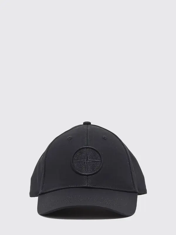 Stone Island Cotton Baseball Cap With Embroidered Compass Logo - Navy