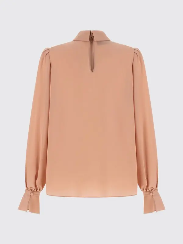 Valentino Garavani Pussy-bow Silk Shirt With Floral Appliqu