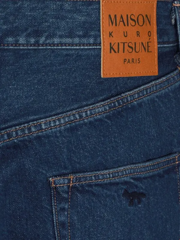 Maison Kitsuné Mid-rise Straight Jeans In Cotton Denim