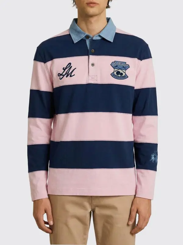 LA MARTINA Striped Cotton Polo With Logo
