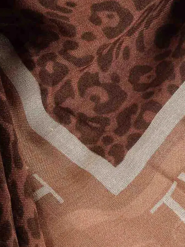 TWINSET Animal Print Viscose Square Scarf With Jacquard Logo