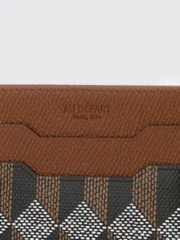 AU DEPART PARIS Printed Cotton And Leather Credit Card Holder