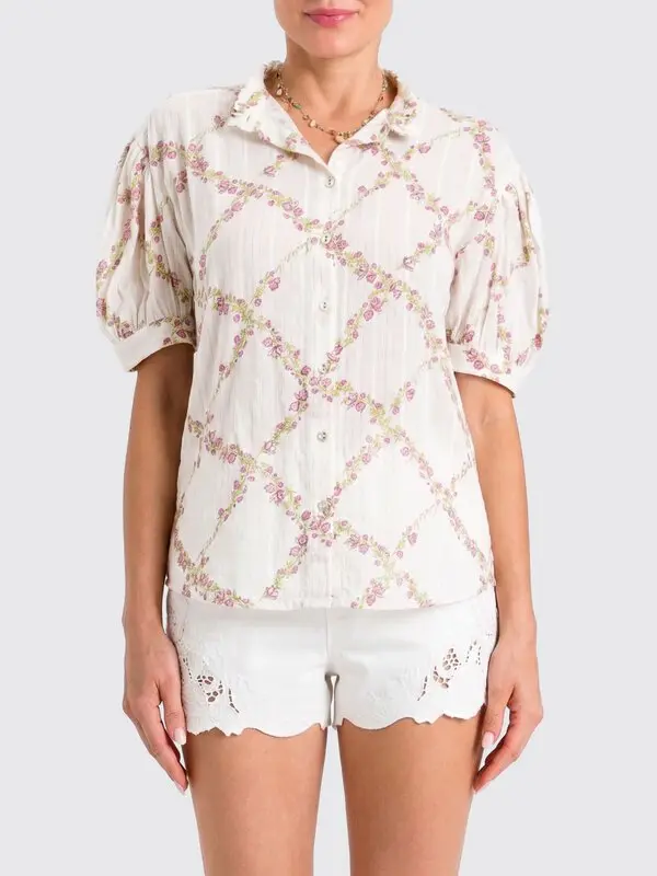 TWINSET Floral Print Cotton Shirt With Puff Sleeves - Multicolor