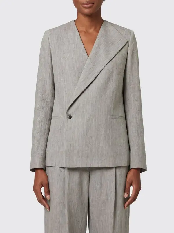 Loulou De Saison Double Breasted Linen Blend Blazer