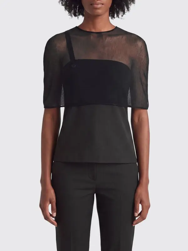Paloma Wool Sheer V-neck Short Sleeve Top - Black