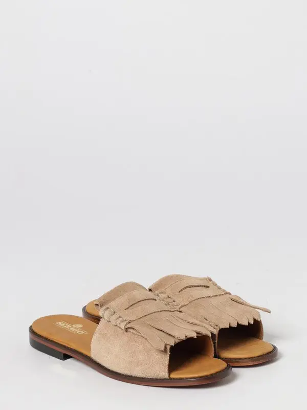 SEBAGO Suede Mules With Fringes - Camel
