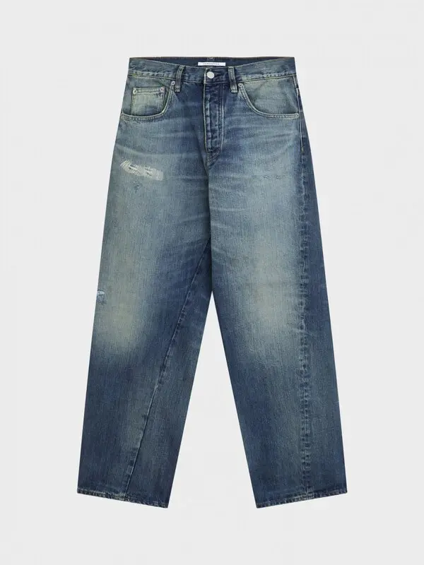 SUNFLOWER Five-pocket Distressed Denim Wide-leg Jeans
