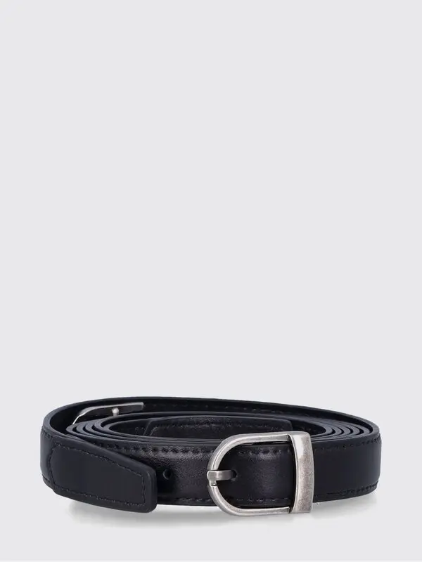 LOW CLASSIC Two Way Buckle Leather Belt - Black