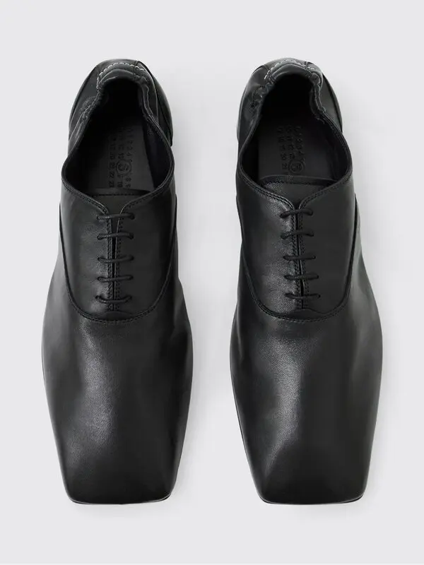 MAISON MARGIELA Square Toe Lambskin Leather Lace-up Oxfords