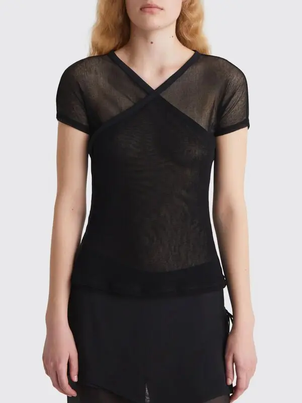 Paloma Wool Top Colour" Mesh Button-up Shirt - Black