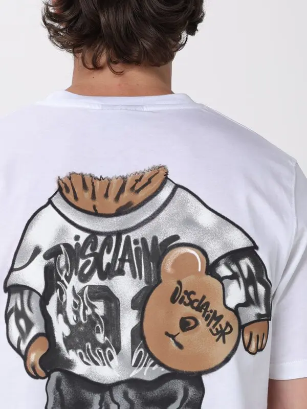 DISCLAIMER Cotton T-shirt With Teddy Bear Graphic Print - White