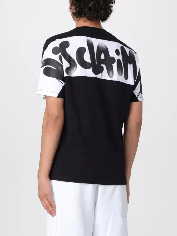 DISCLAIMER Cotton T-shirt With Graffiti Logo Print And Dropped Shoulders - Black
