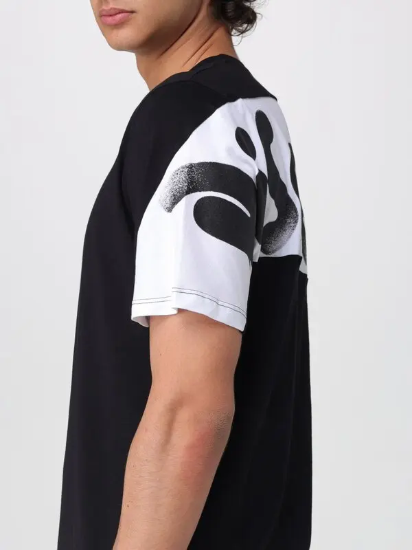 DISCLAIMER Cotton T-shirt With Graffiti Logo Print And Dropped Shoulders - Black