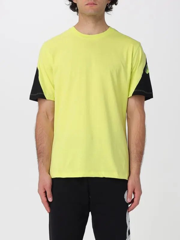 DISCLAIMER Cotton T-shirt With Graffiti Logo Print And Dropped Shoulders - Lime