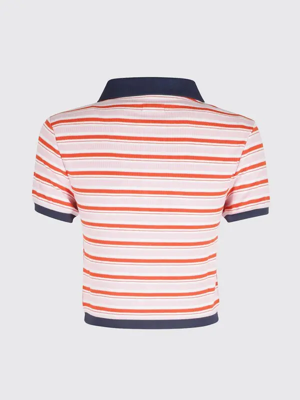 Simkhai Striped Cropped Polo In Viscose Blend With Contrast Trims