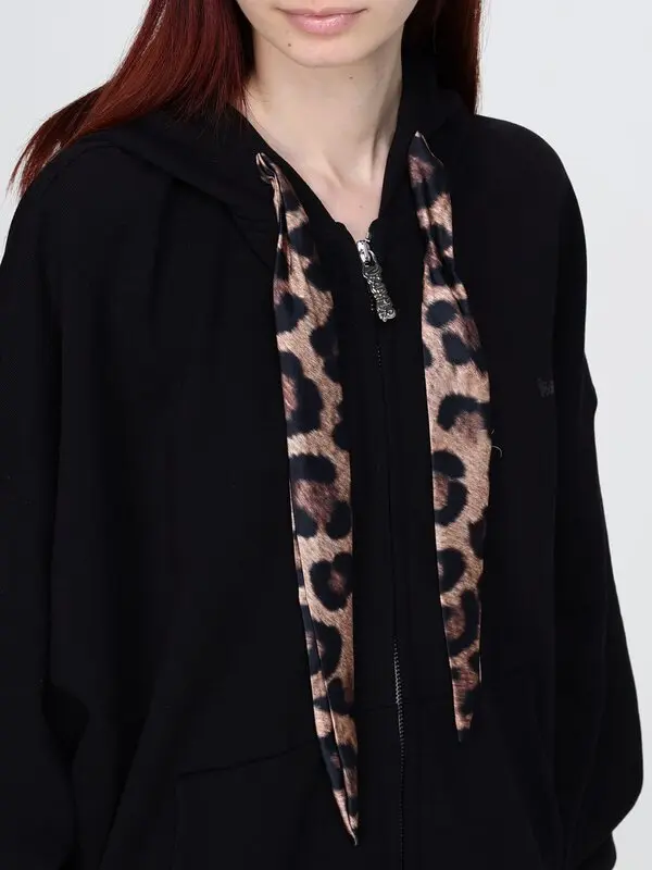 DISCLAIMER Oversized Cotton Zip-up Hoodie With Animal Print Accents