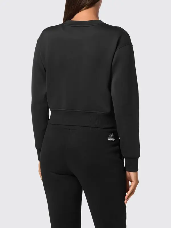 PLEIN SPORT Cropped Crewneck Sweatshirt In Jersey With Elasticated Cuffs