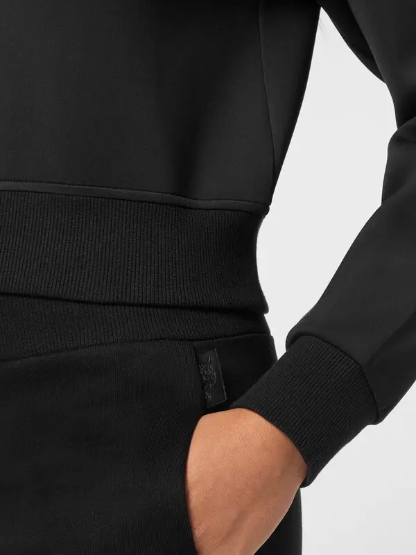 PLEIN SPORT Cropped Crewneck Sweatshirt In Jersey With Elasticated Cuffs