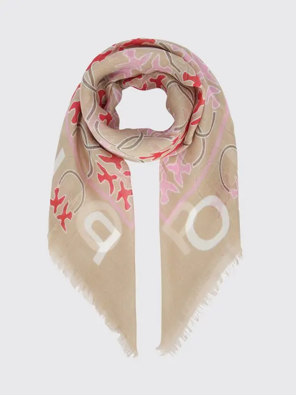 Pinko Modal Scarf With All-over Monogram Love Birds