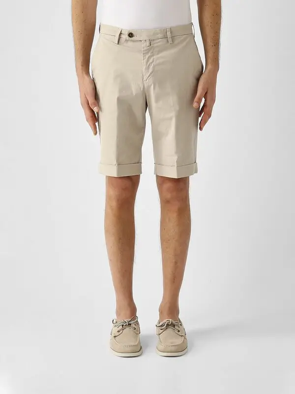 BRIGLIA 1949 Tailored Stretch Cotton Shorts - Sand