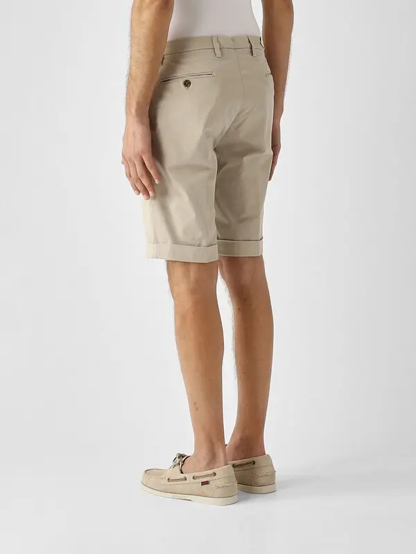 BRIGLIA 1949 Tailored Stretch Cotton Shorts - Sand