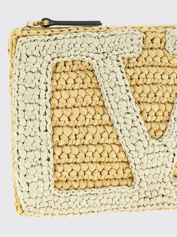 Valentino Garavani Crochet Raffia Pouch - Beige