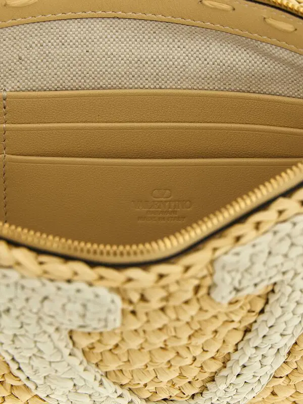 Valentino Garavani Crochet Raffia Pouch - Beige