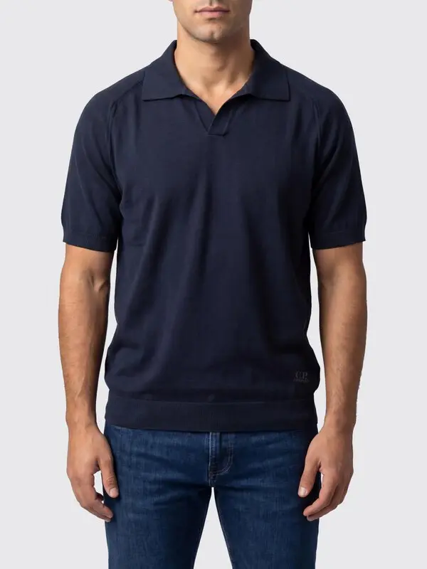 C.P. COMPANY V-neck Cotton Knit Polo Shirt