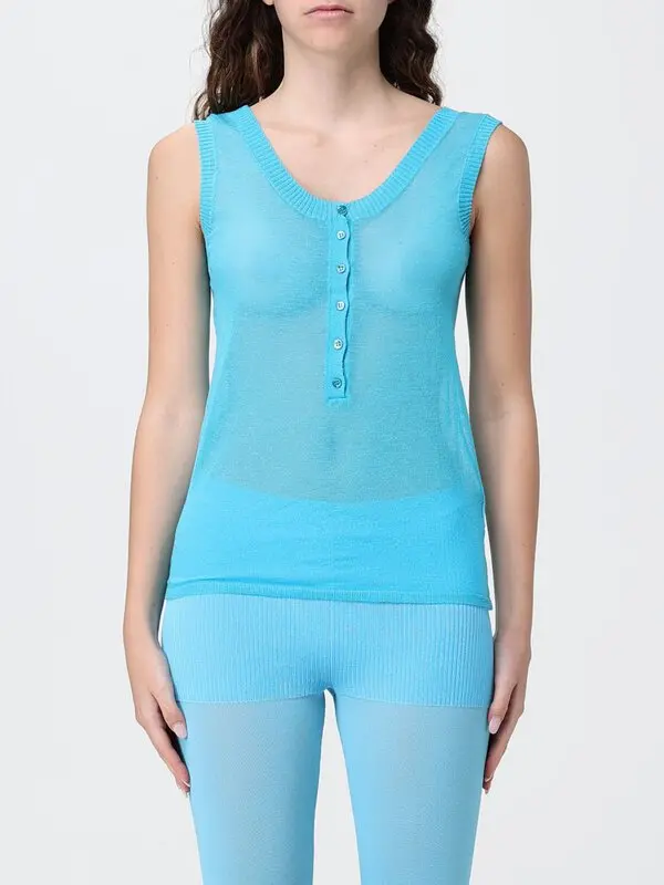Paloma Wool Sheer Sleeveless U-neck Top With Button Closure