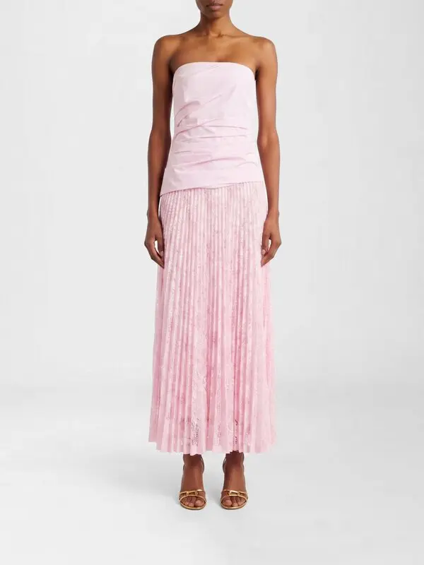 Simkhai Annalise Pleated Off-the-shoulder Long Jersey Evening Gown