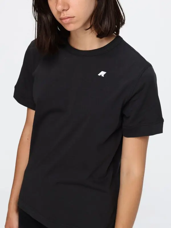 K-WAY Crewneck Cotton T-shirt With Back Logo Print - Black