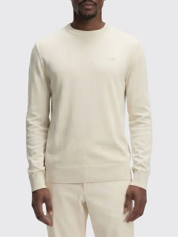 BOSS Basic Cotton Crew Neck Knit Top - White