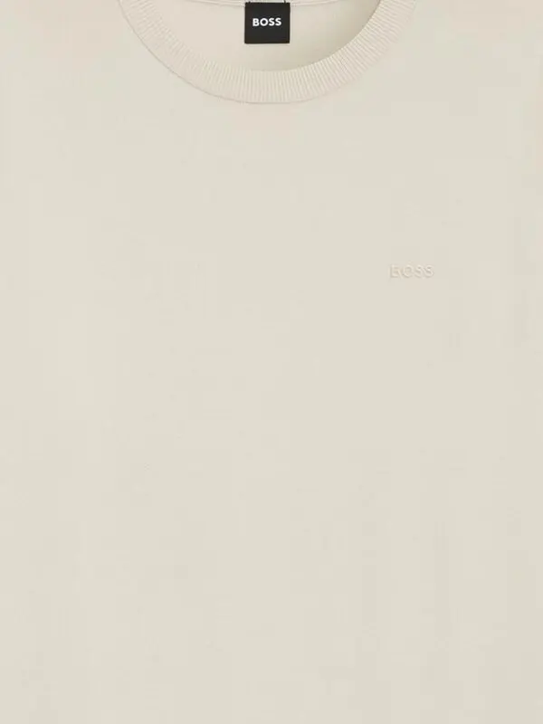 BOSS Basic Cotton Crew Neck Knit Top - White