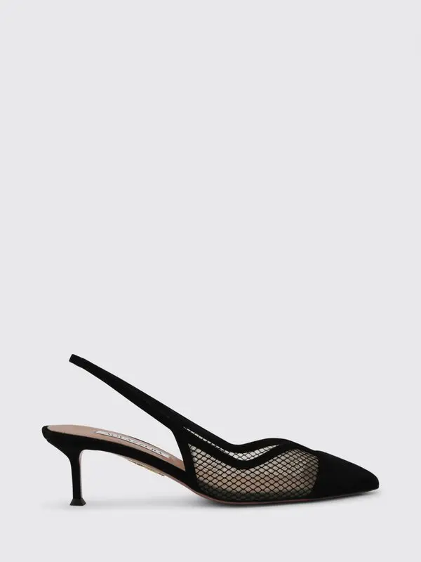 AQUAZZURA Suede And Mesh Slingback Pumps
