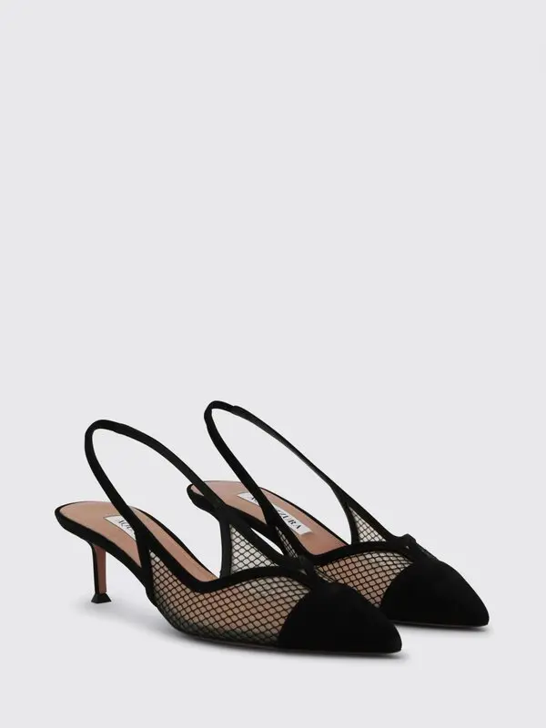 AQUAZZURA Suede And Mesh Slingback Pumps