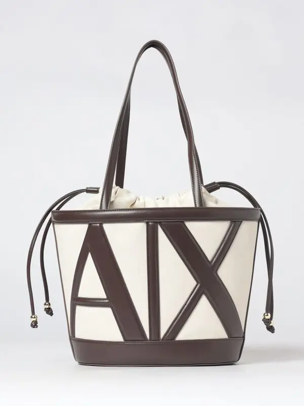 Armani Exchange Logo Detailed Bucket Bag - Brown
