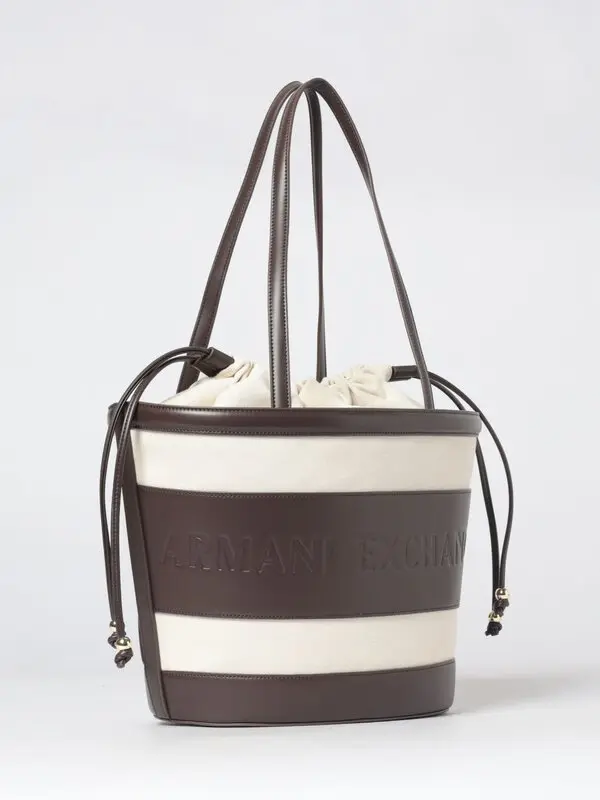 Armani Exchange Logo Detailed Bucket Bag - Brown